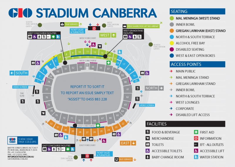 Seating Plan - GIO Stadium Canberra