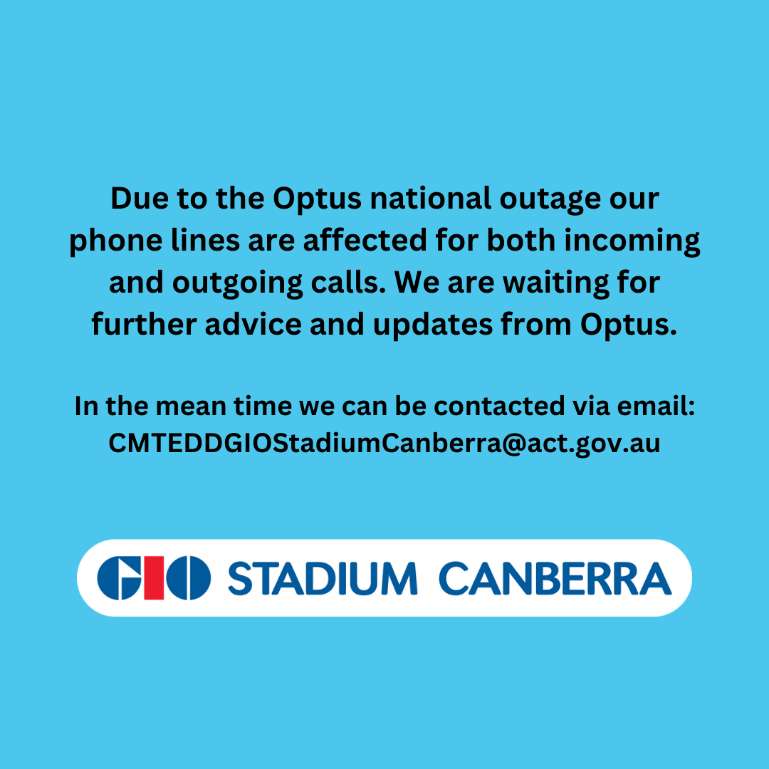 Optus phone outage - GIO Stadium Canberra