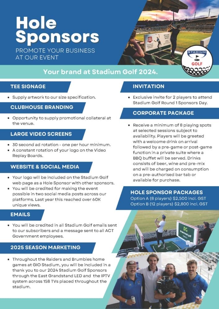 Stadium Golf Sponsorship - GIO Stadium Canberra