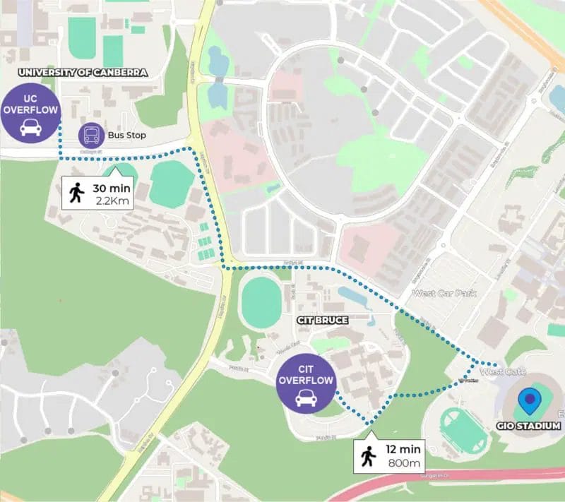 Travelling to GIO Stadium Canberra - GIO Stadium Canberra